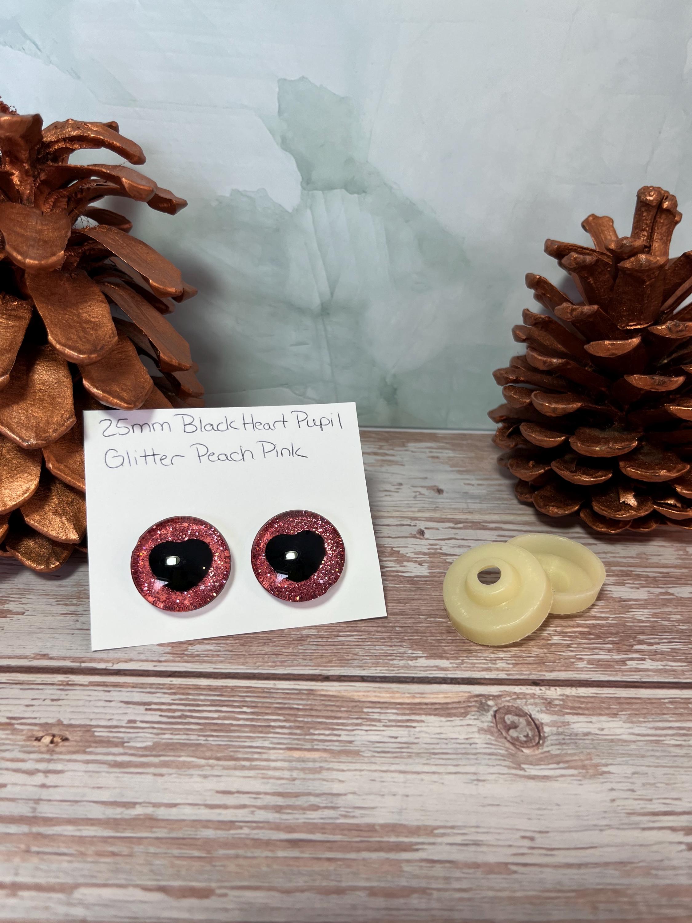 Handpainted Safety Eyes Black Heart Pupil Holographic Flakes 1 Pair ...