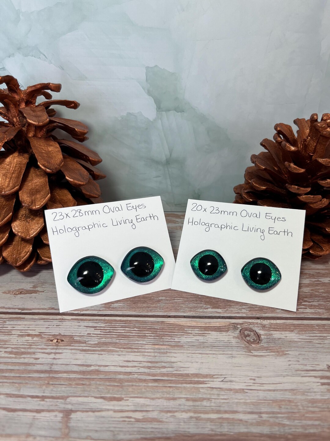 Handpainted Safety Eyes Oval Black Pupil Holographic Living Earth 1 ...