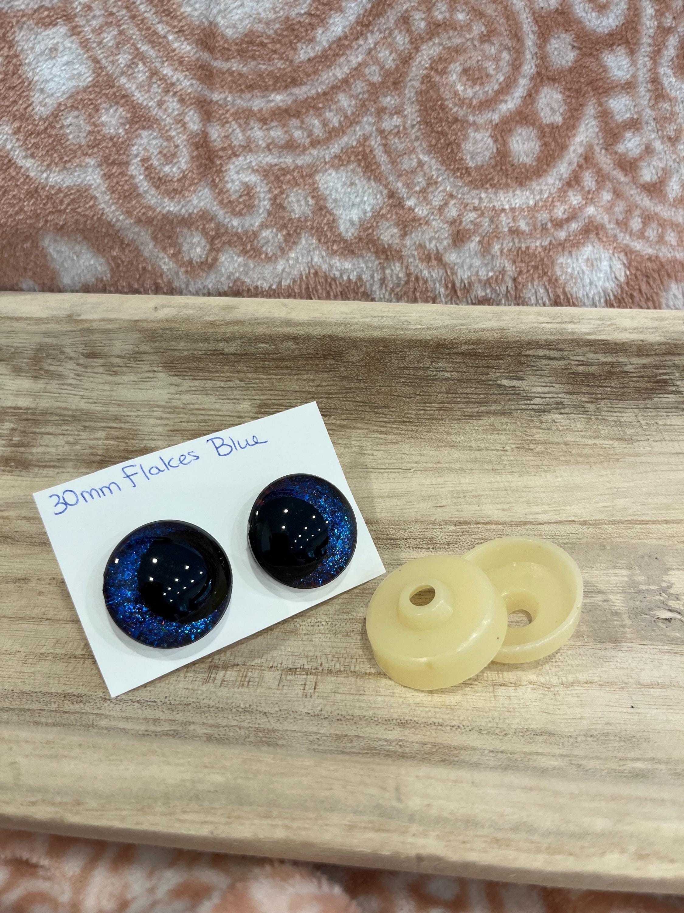 Handpainted Safety Eyes Black Pupil Holographic Flakes Blue 1 Pair ...