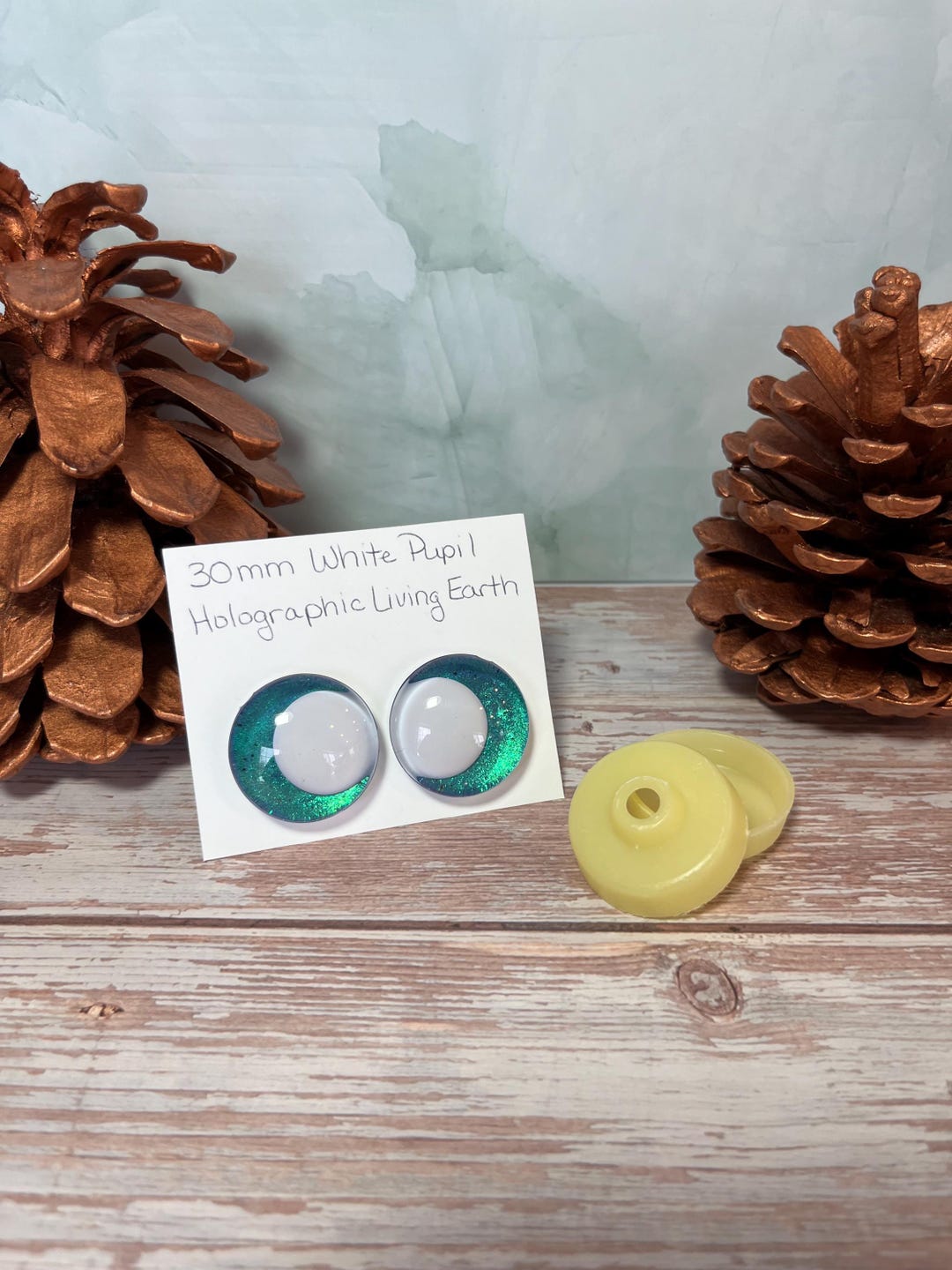 Handpainted Safety Eyes White Pupil Glitter Living Earth 1 Pair Offset ...