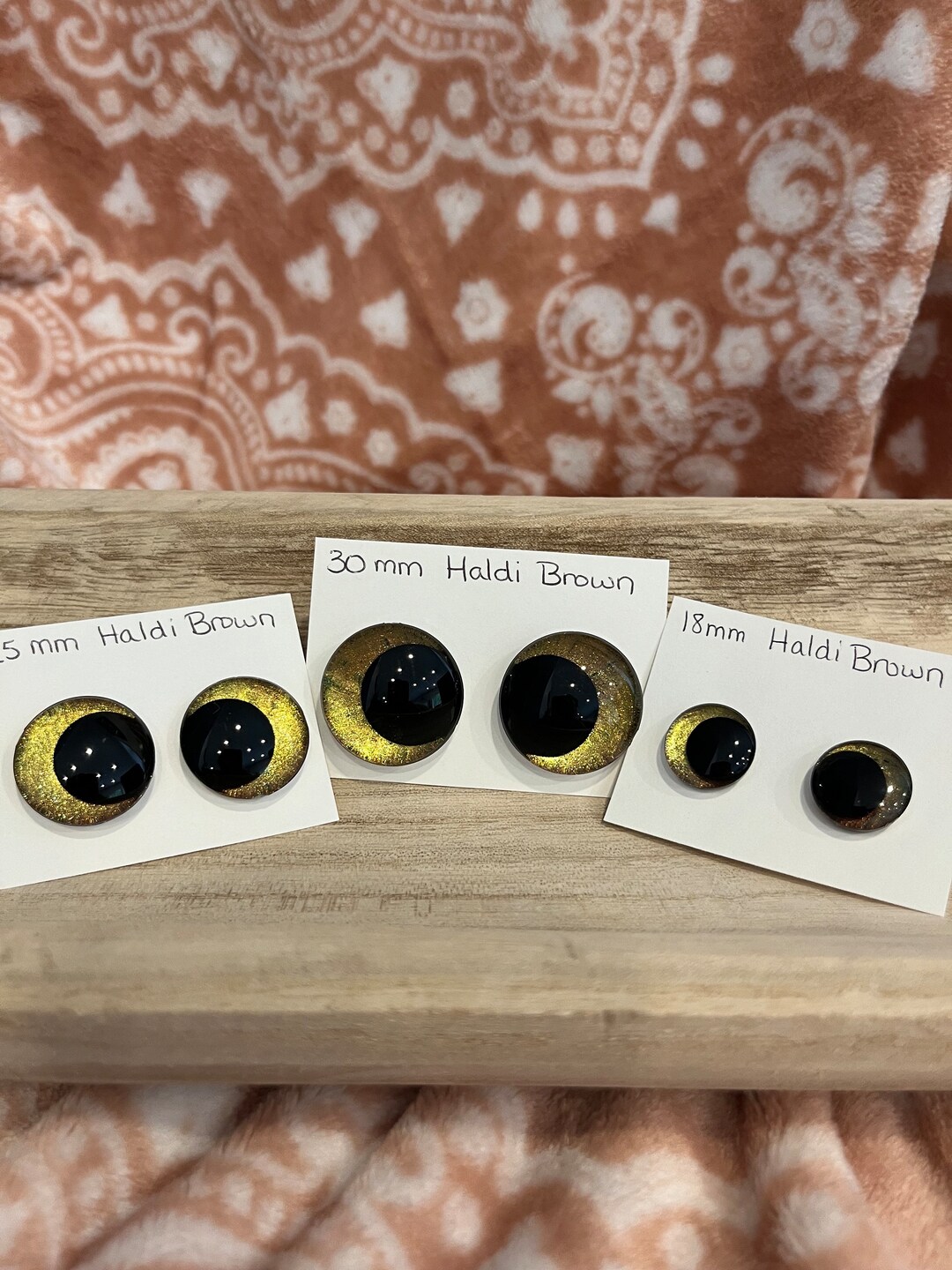 Handpainted Holographic Safety Eyes Haldi Brown 1 Pair Offset Recessed ...