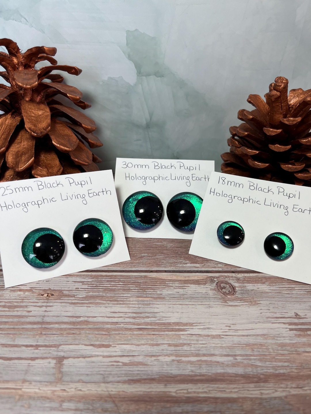 Handpainted Safety Eyes Black Pupil Holographic Living Earth 1 Pair ...