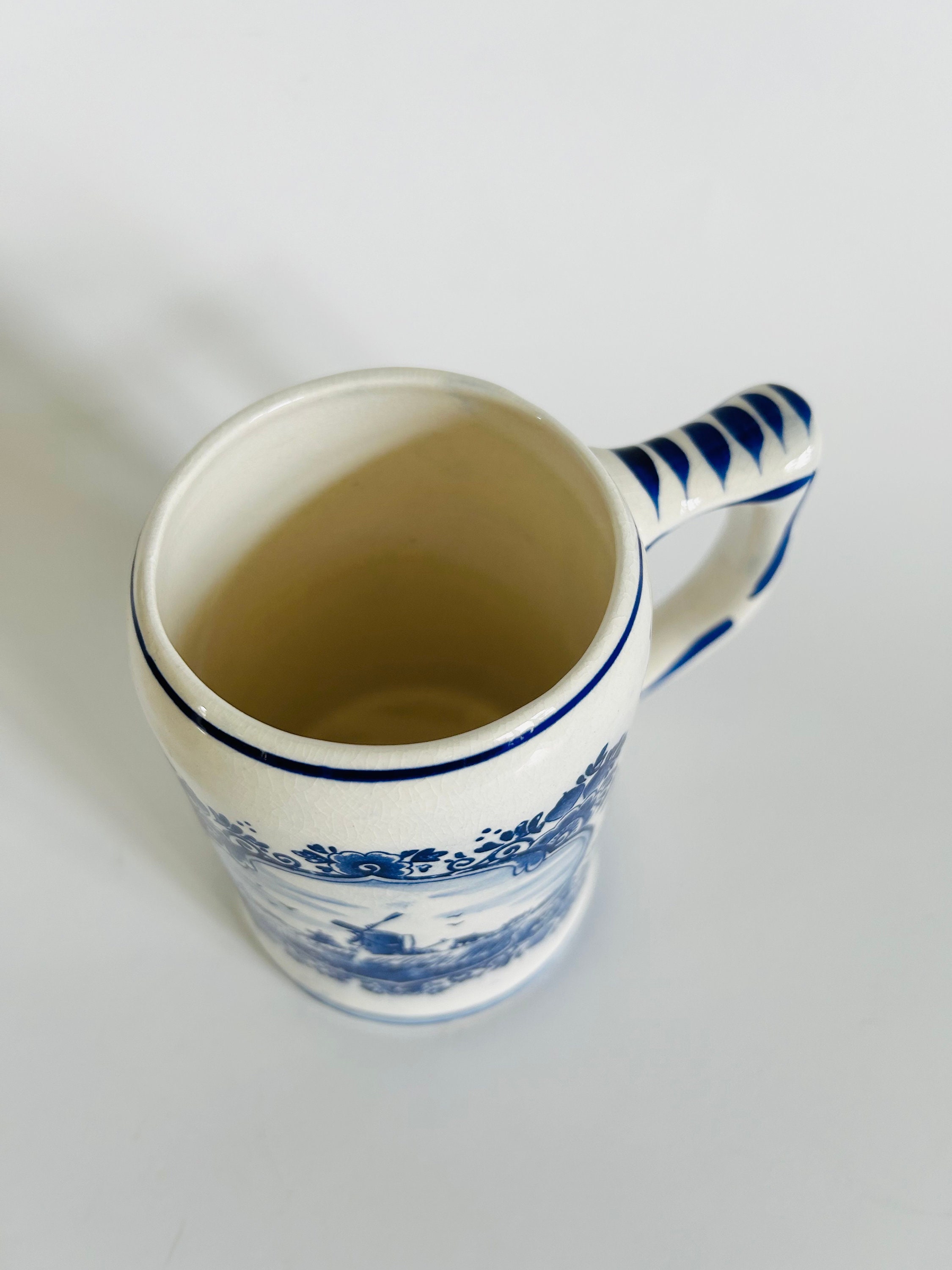 Vintage Hand Painted Delft Blue Tankard Mug - Etsy