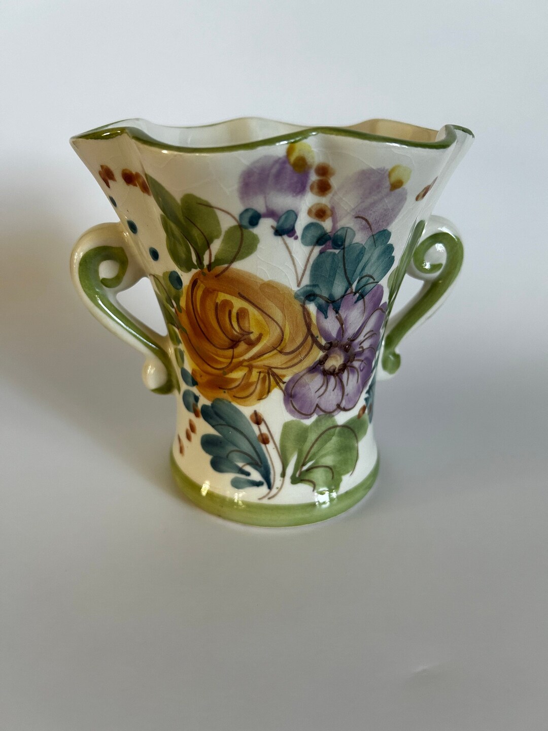 Vintage Hand Painted Floral Vase Made in Portugal - Etsy