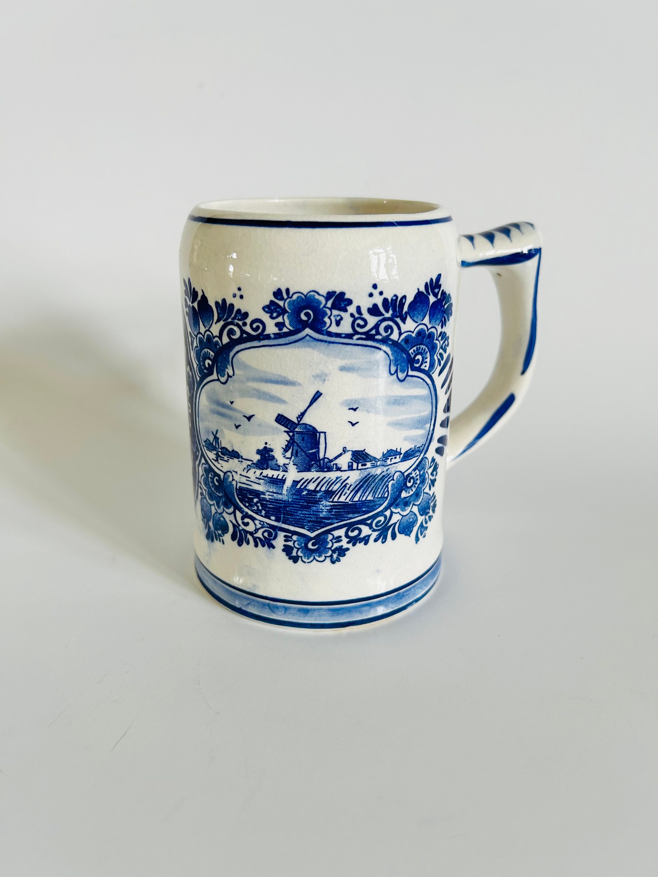 Vintage Hand Painted Delft Blue Tankard Mug - Etsy