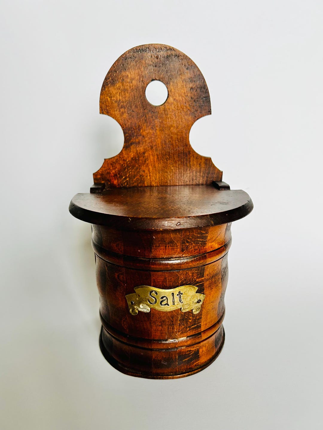 Vintage Wooden Wall Salt Cellar With Metal Lined Interior - Etsy