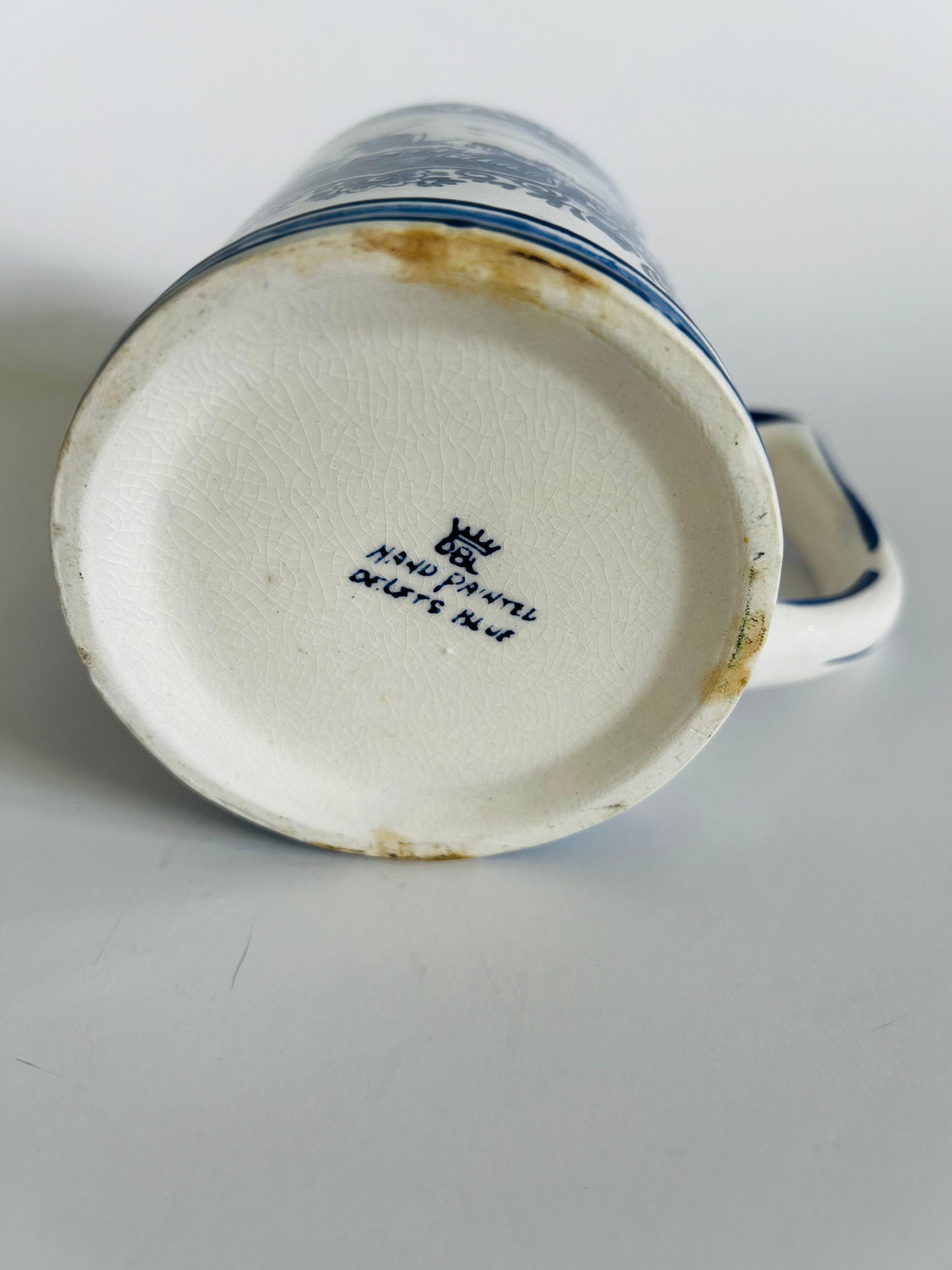 Vintage Hand Painted Delft Blue Tankard Mug - Etsy