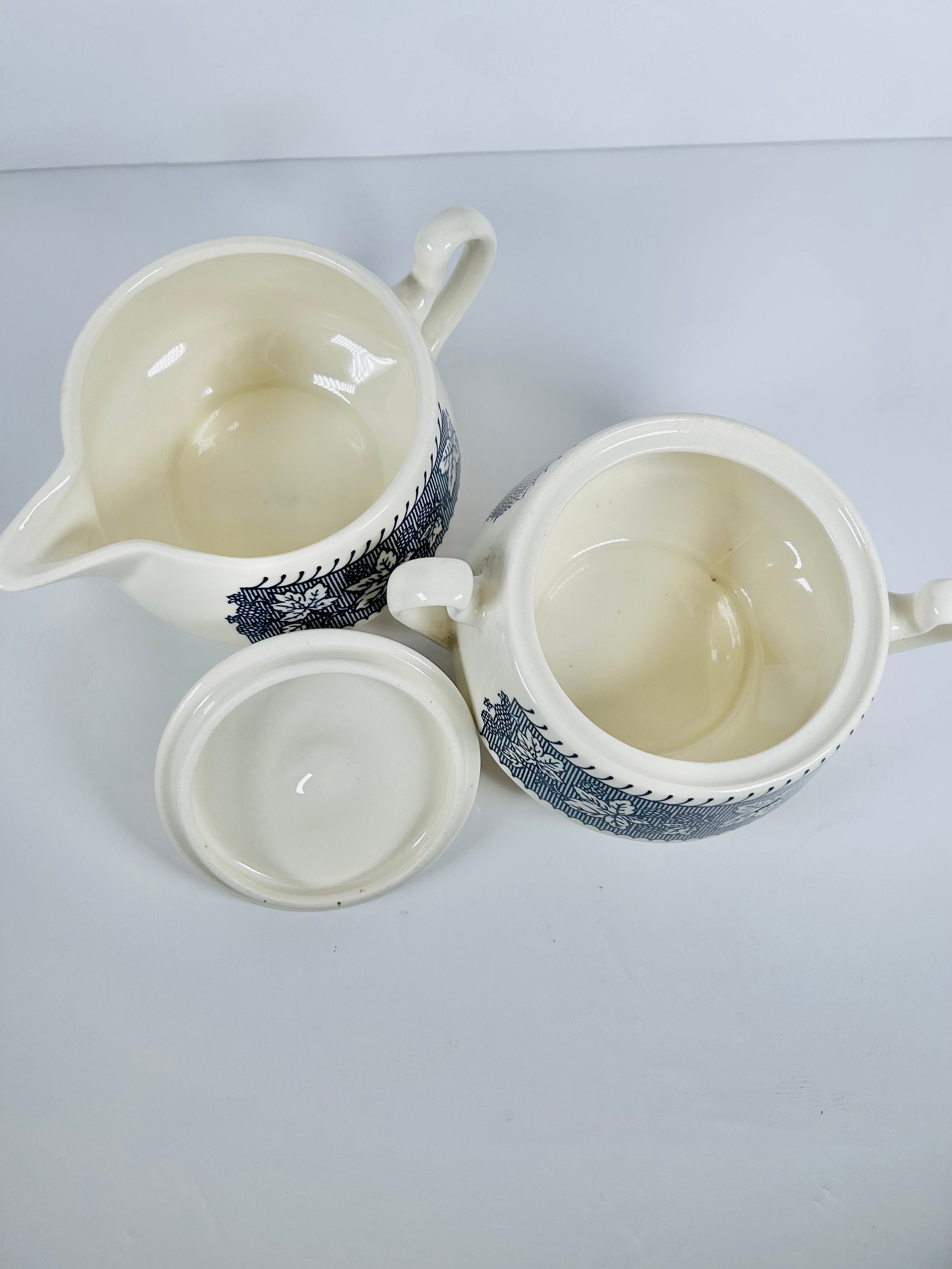 Vintage Homer Laughlin Shakespeare Country Blue Sugar and Creamer Set ...