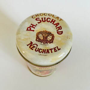 Vintage Ph. Suchard Chocolat Neuchatel Round Tin - Etsy