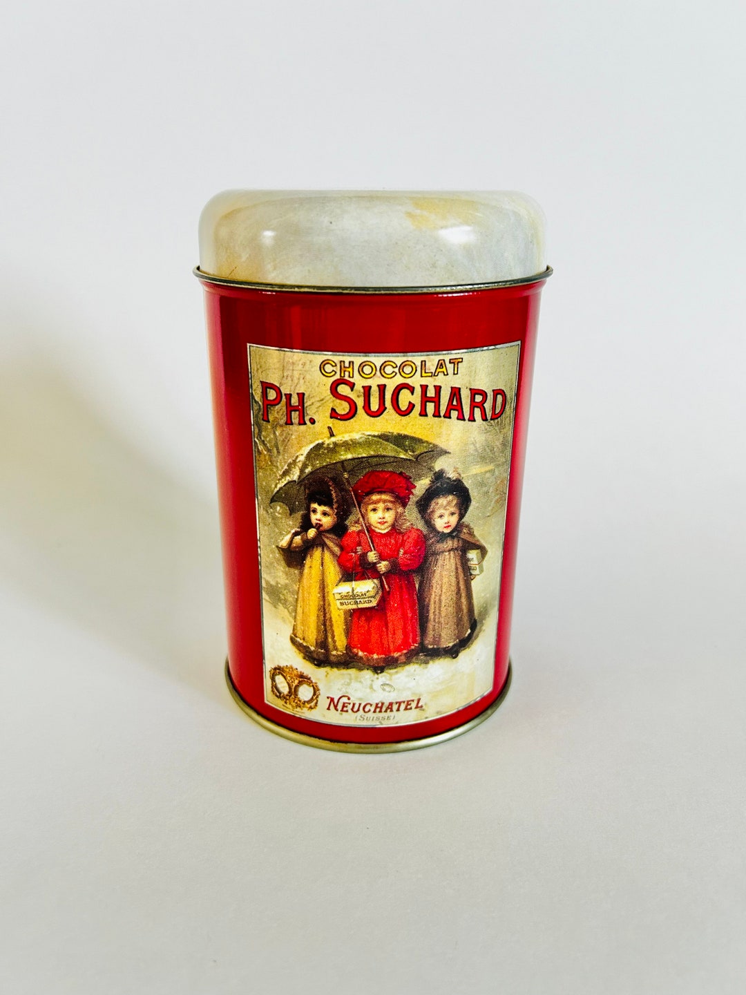 Vintage Ph. Suchard Chocolat Neuchatel Round Tin - Etsy