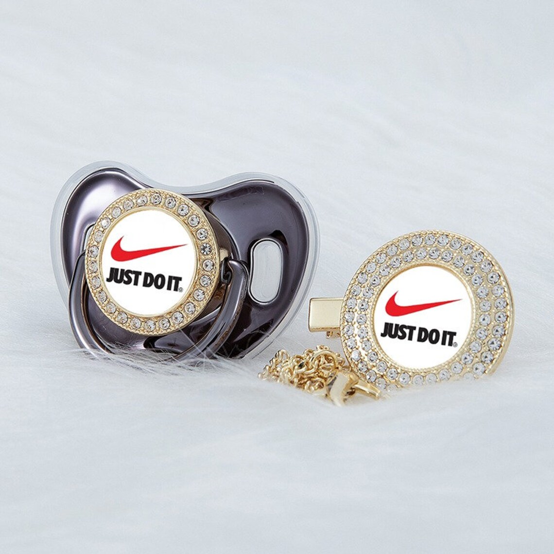 Nike pacifier with pacifier chain gift set 0-6 months violet | Etsy
