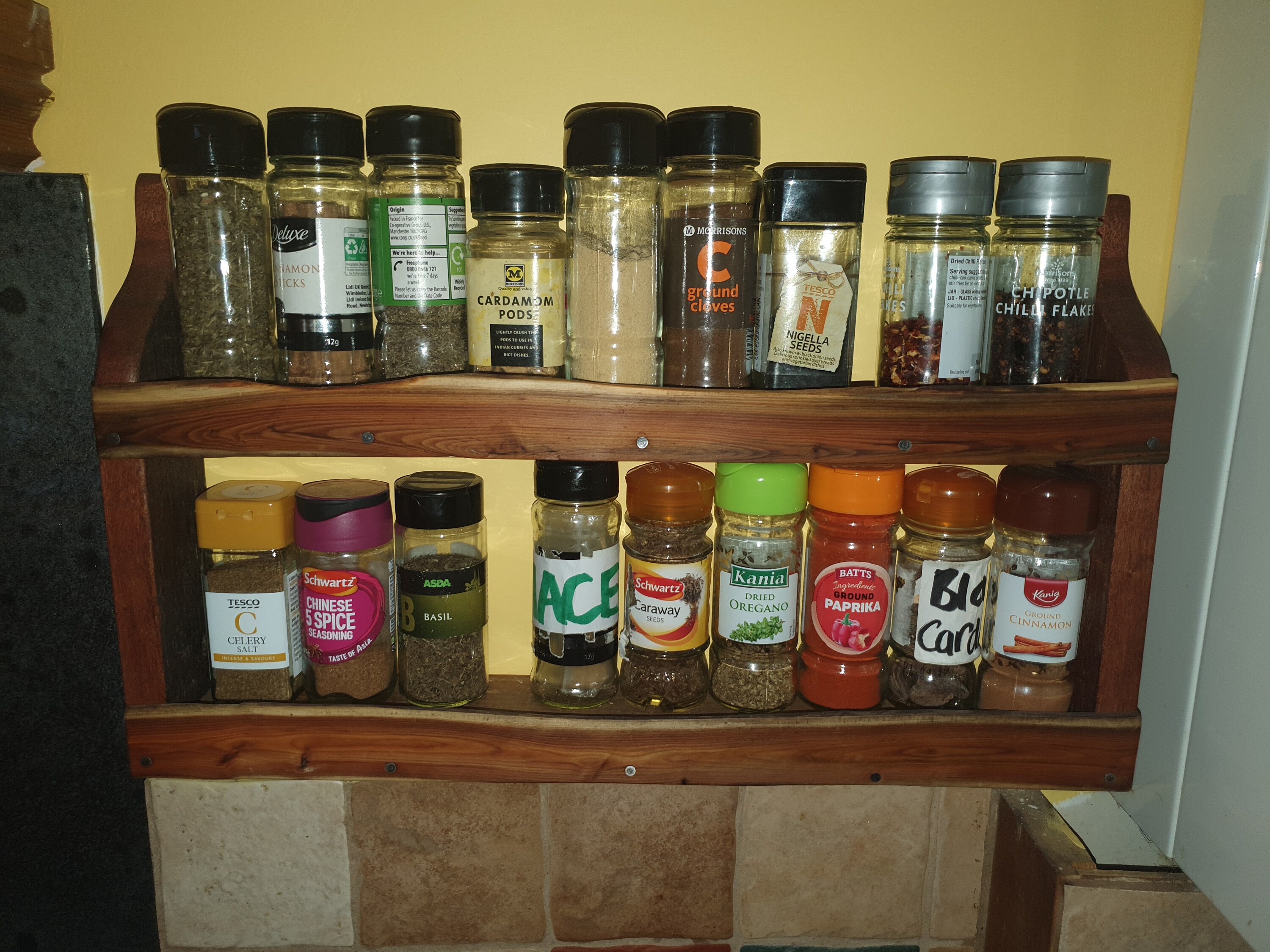 Handmade rustic spice rack with beautiful yew front free | Etsy