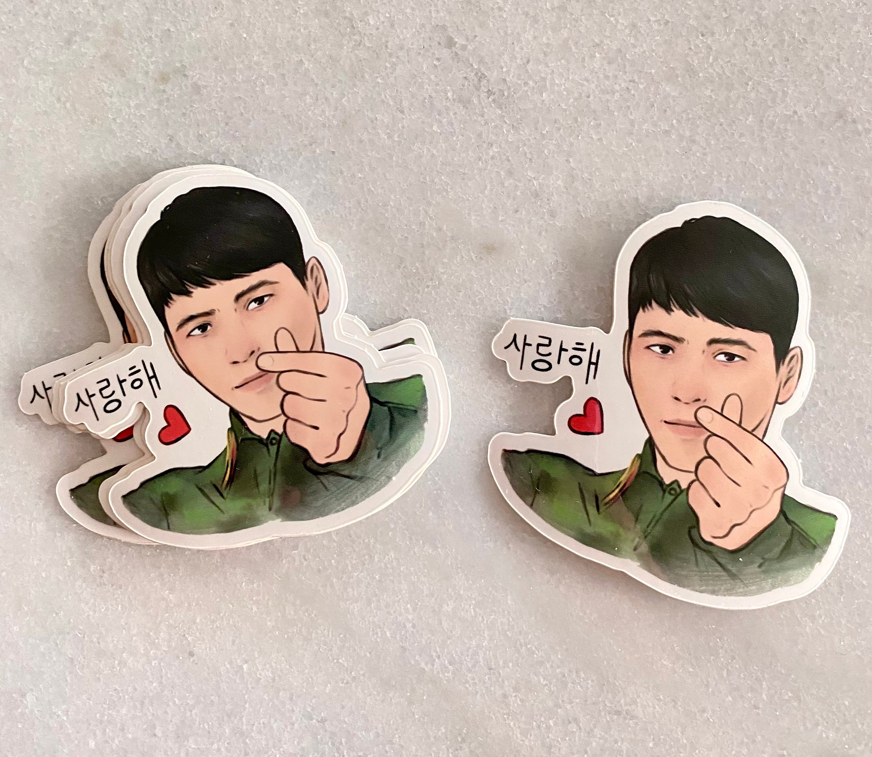 Crash Landing on You Captain Ri Korean Heart Sticker - Etsy