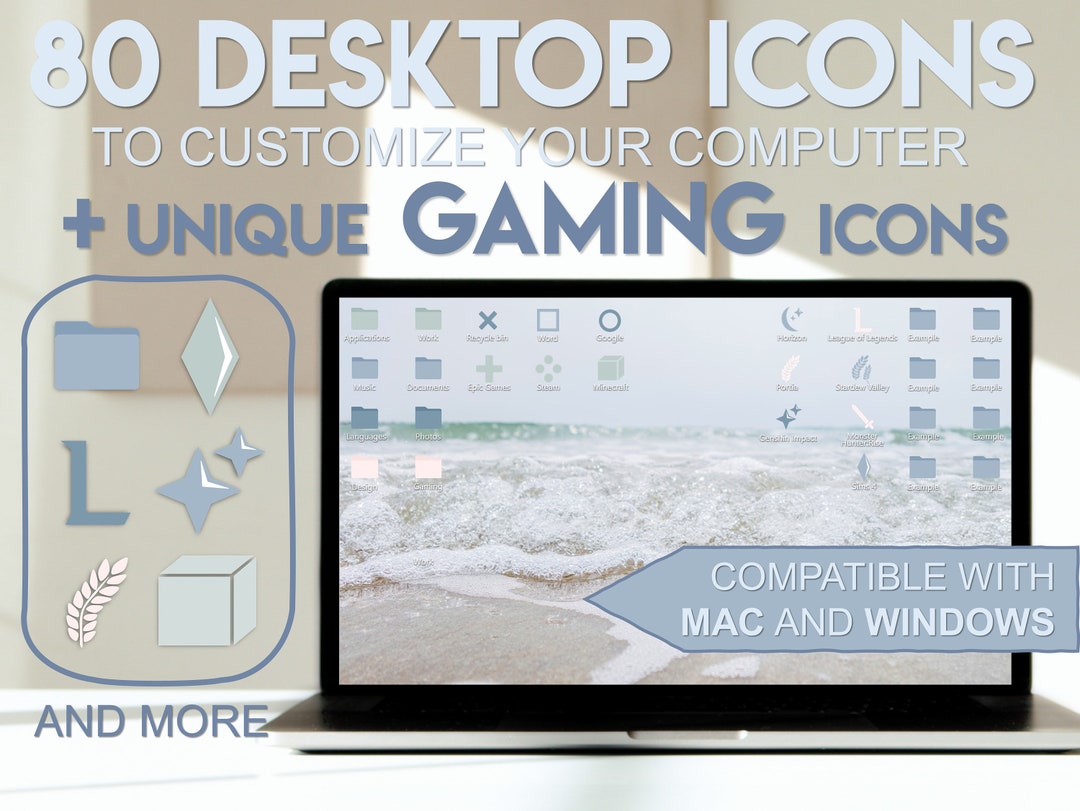 80 Aesthetic Gaming Desktop Icon Set 80 Folder Icons Cool Pastel Colors ...