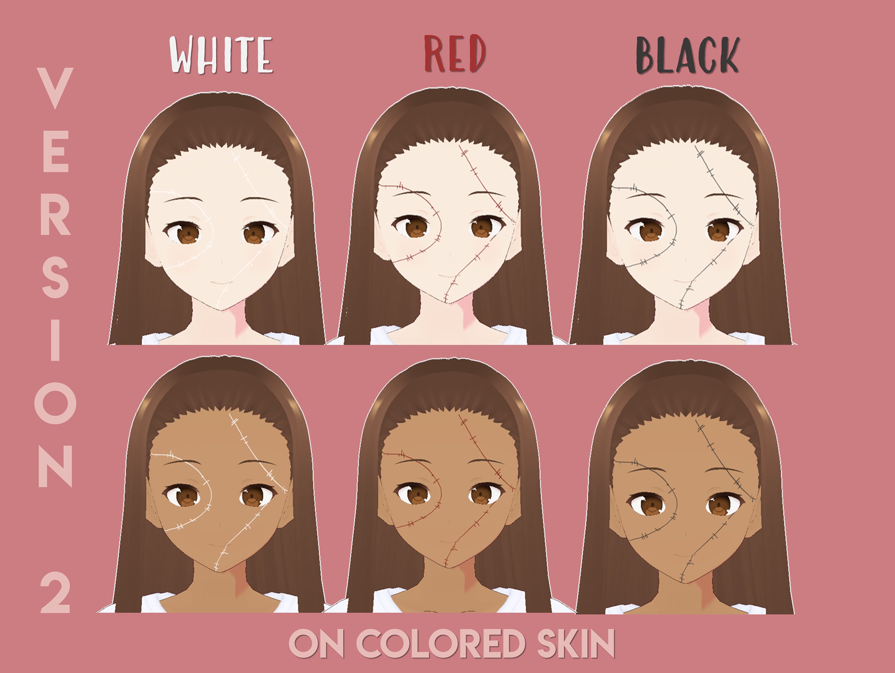 Vtuber Zombie Patchwork Face in 2 Versions — VROID (1.4.2) Texture ...