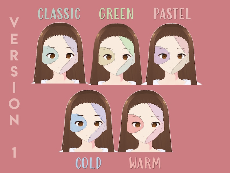 Vtuber Zombie Patchwork Face in 2 Versions — VROID (1.4.2) Texture ...