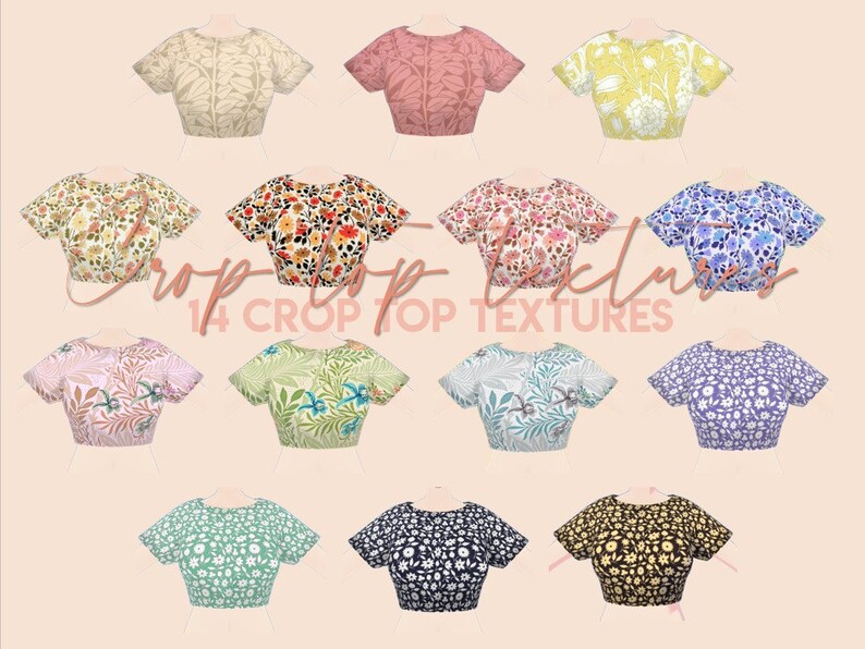 Vtuber Clothing BUNDLE — 14 Casual "cottage Core" Crop Tops With Flower ...