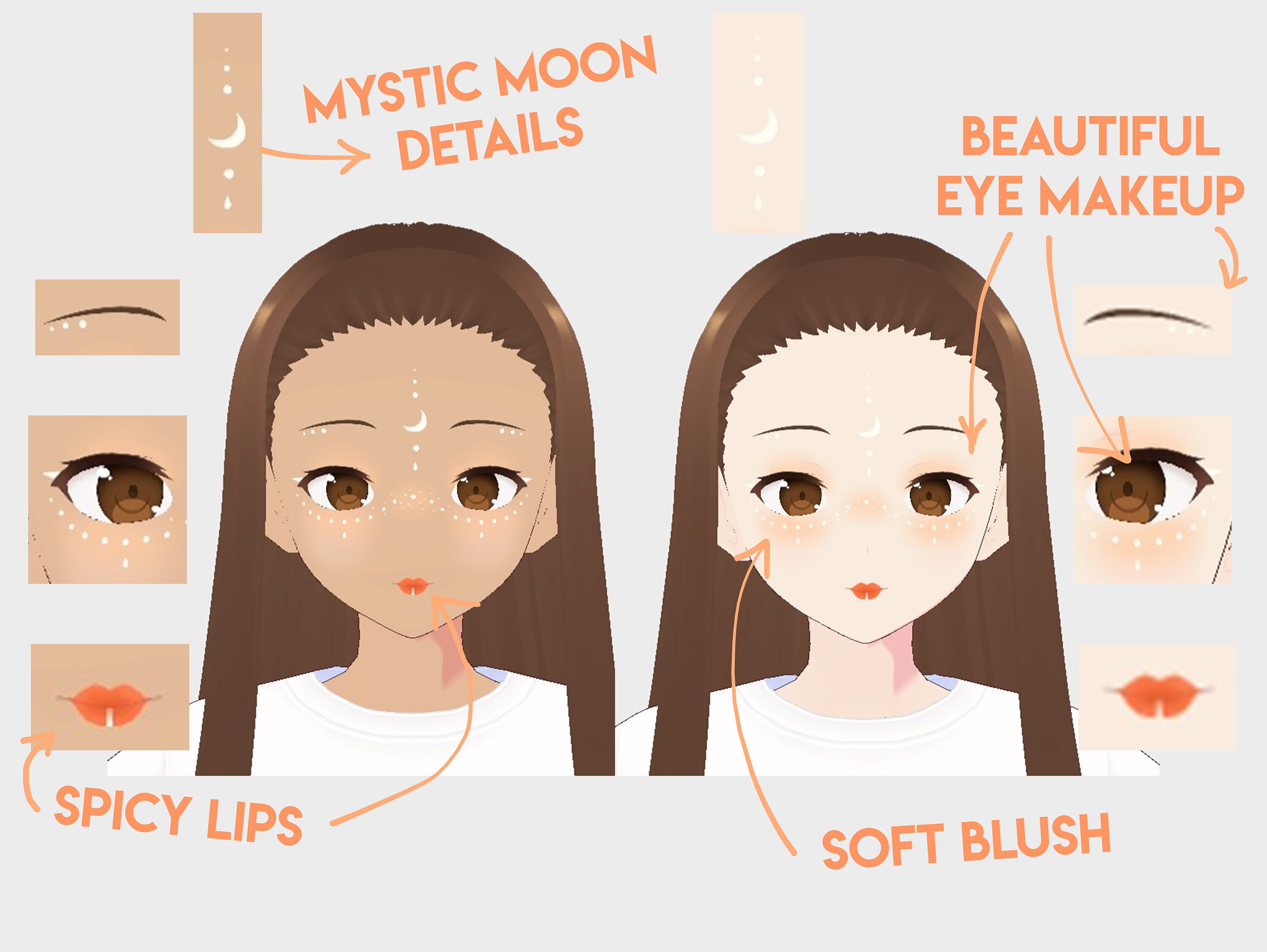 Vtuber "night Lux" Makeup — VROID (1.4.2) Texture "facepaint" + "lips ...