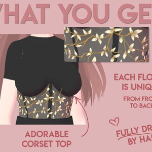 Mesh Corset Top (flower Set) in 5 Designs for Vtuber— VROID (1.4.2 ...
