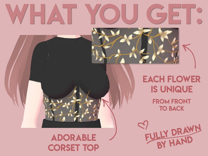 Mesh Corset Top (flower Set) in 5 Designs for Vtuber— VROID (1.4.2 ...