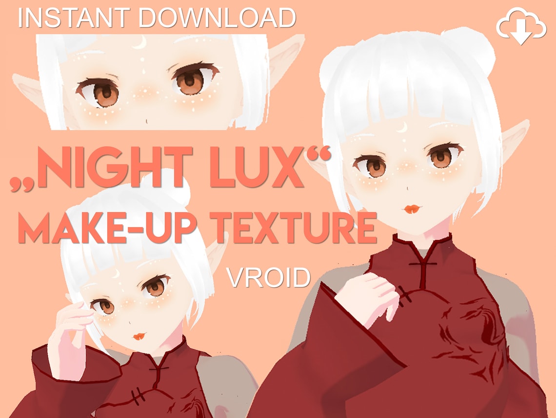 Vtuber "night Lux" Makeup — VROID (1.4.2) Texture "facepaint" + "lips ...