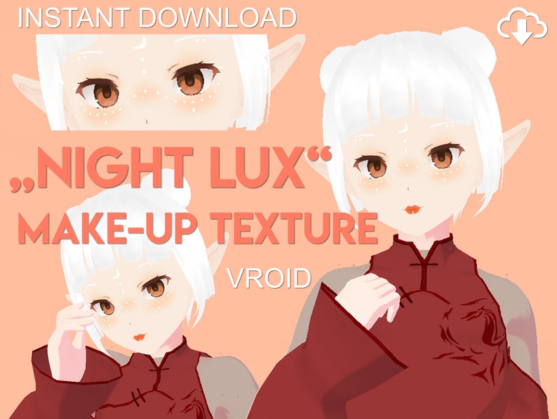 Vtuber "night Lux" Makeup — VROID (1.4.2) Texture "facepaint" + "lips ...