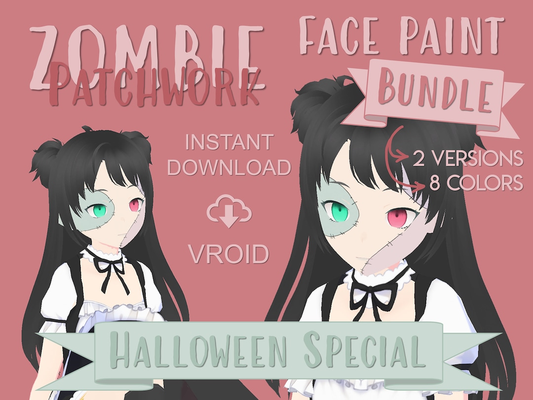 Vtuber Zombie Patchwork Face in 2 Versions — VROID (1.4.2) Texture ...