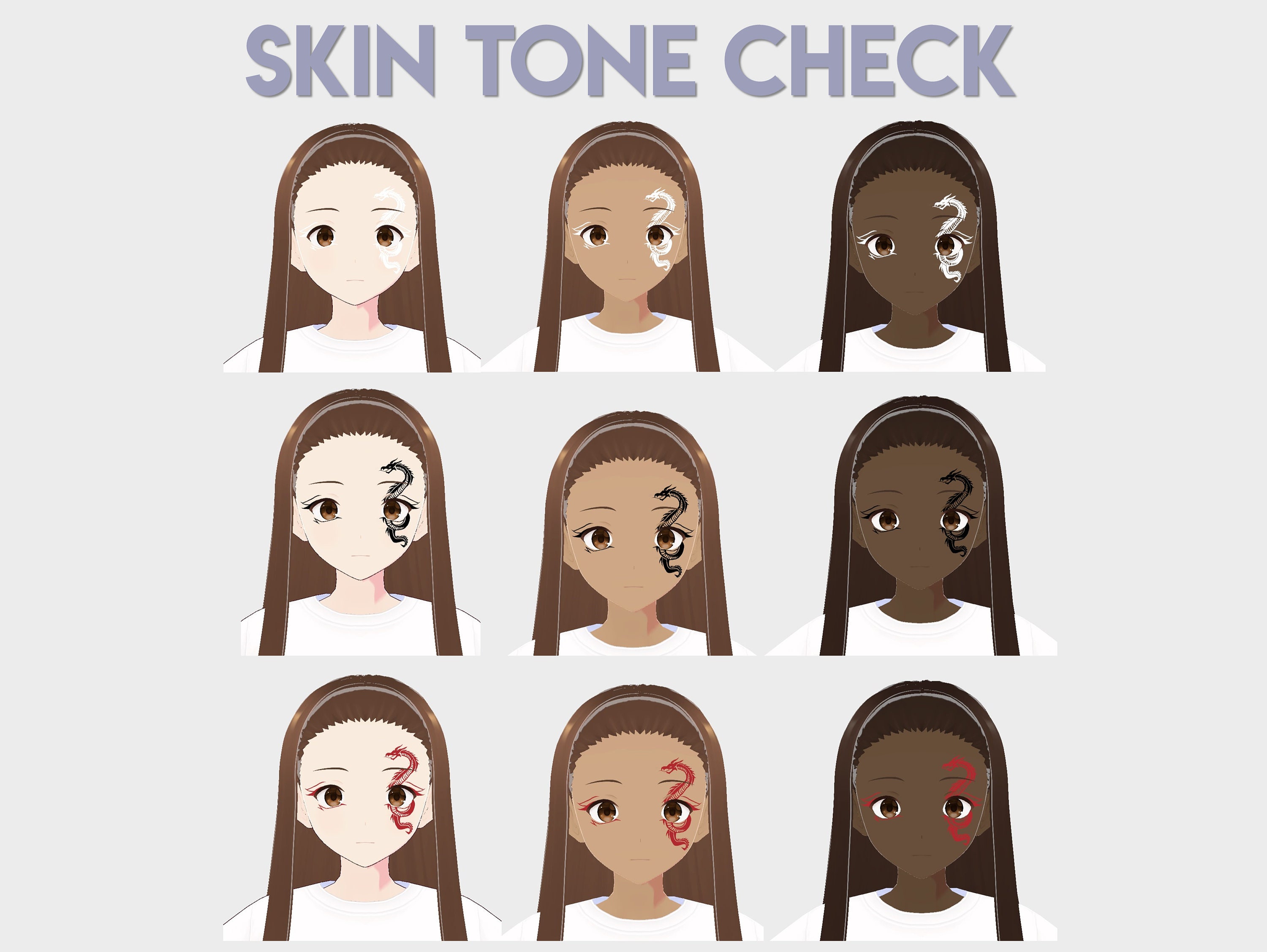 VTuber Asian Dragon Makeup in 8 Farben— VROID (1.4.2) Textur "FacePaint ...