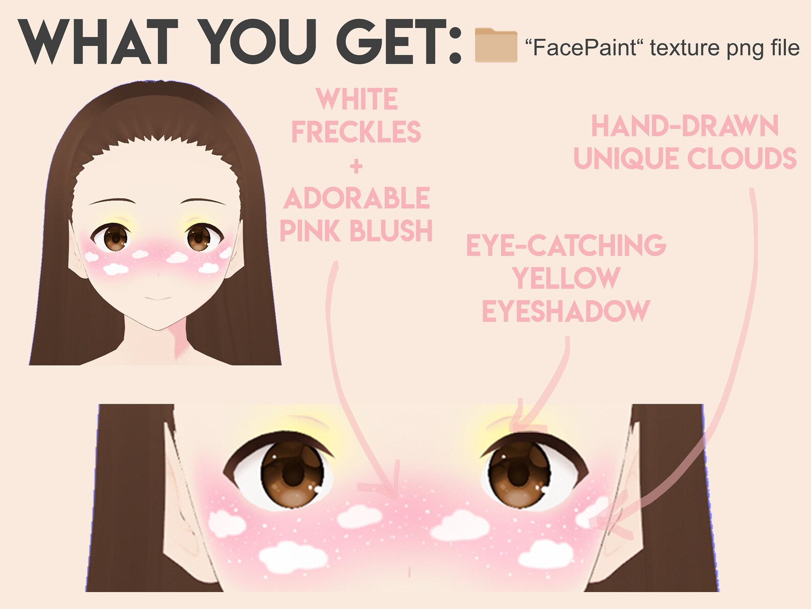 Vtuber Makeup "lovely Clouds" — VROID (1.4.2) Texture "facepaint ...