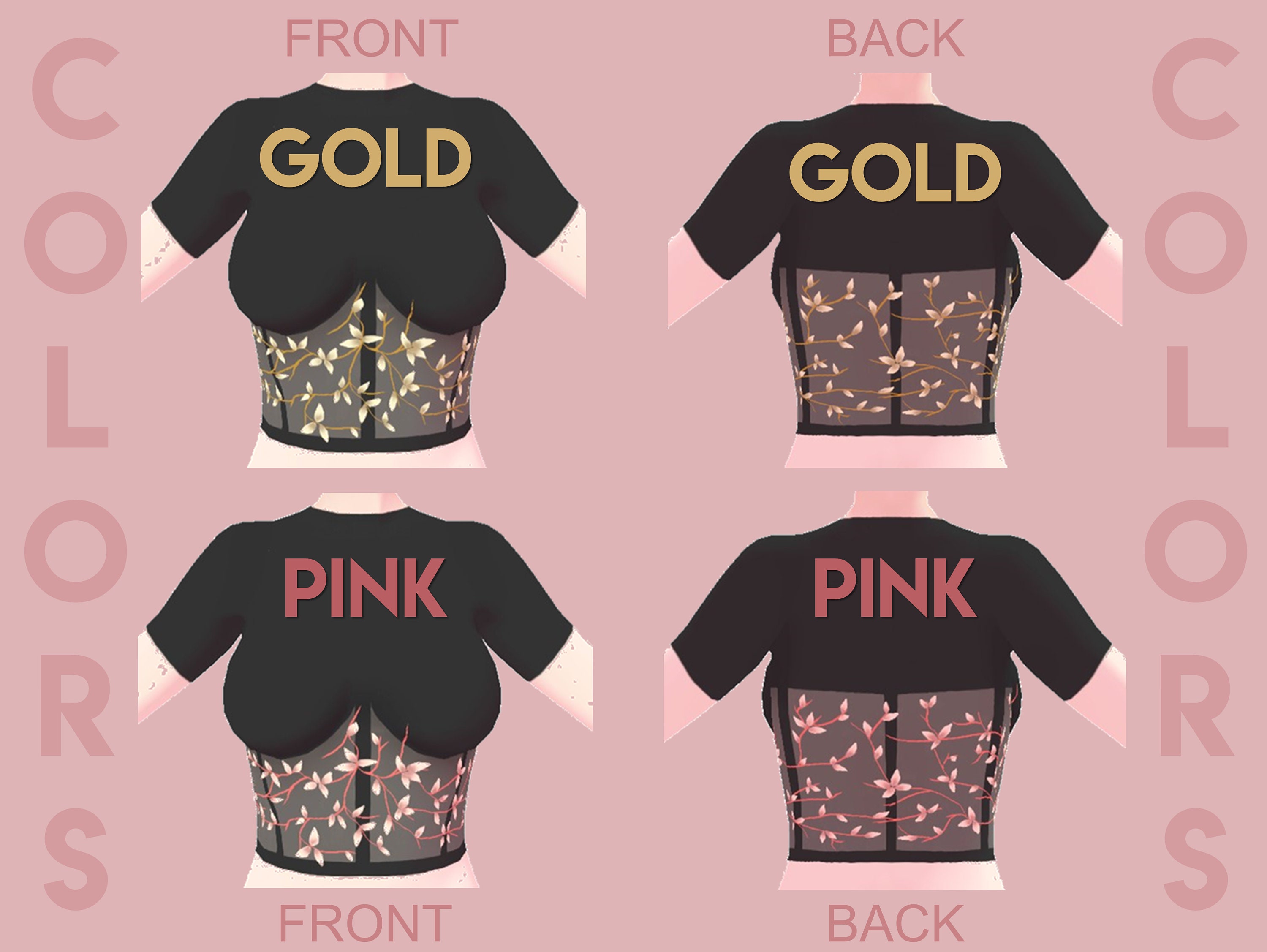 Mesh Corset Top (flower Set) in 5 Designs for Vtuber— VROID (1.4.2 ...