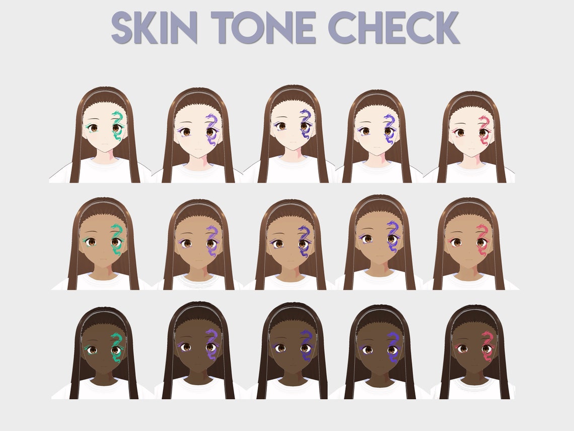 VTuber Asian Dragon Makeup in 8 Farben— VROID (1.4.2) Textur "FacePaint ...