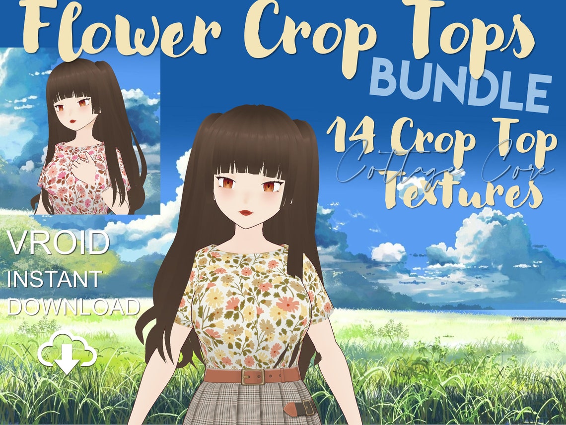 Vtuber Clothing BUNDLE — 14 Casual "cottage Core" Crop Tops With Flower ...
