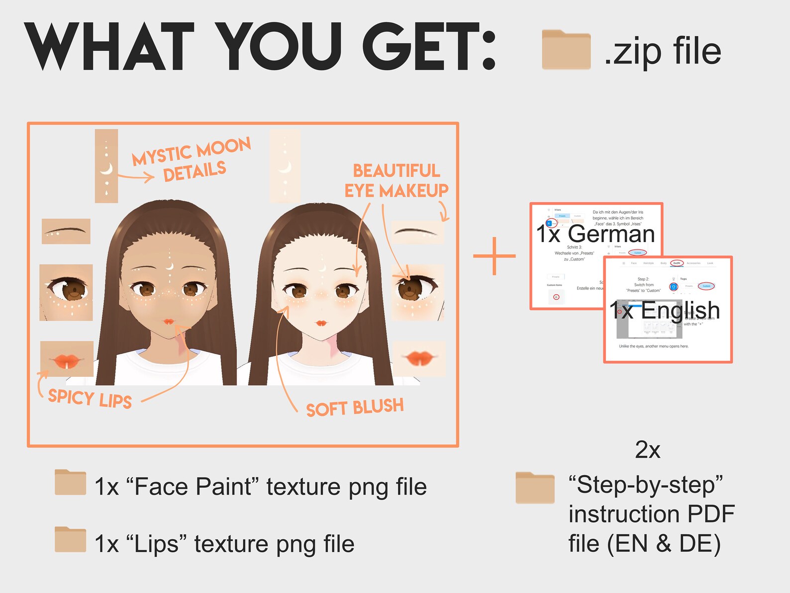 Vtuber "night Lux" Makeup — VROID (1.4.2) Texture "facepaint" + "lips ...