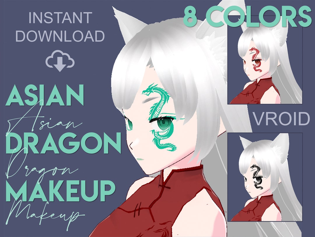 Vtuber Asian Dragon Makeup in 8 Colors — VROID (1.4.2) Texture ...