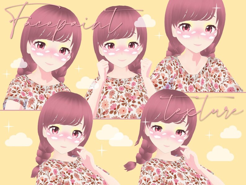 Vtuber Makeup "lovely Clouds" — VROID (1.4.2) Texture "facepaint ...