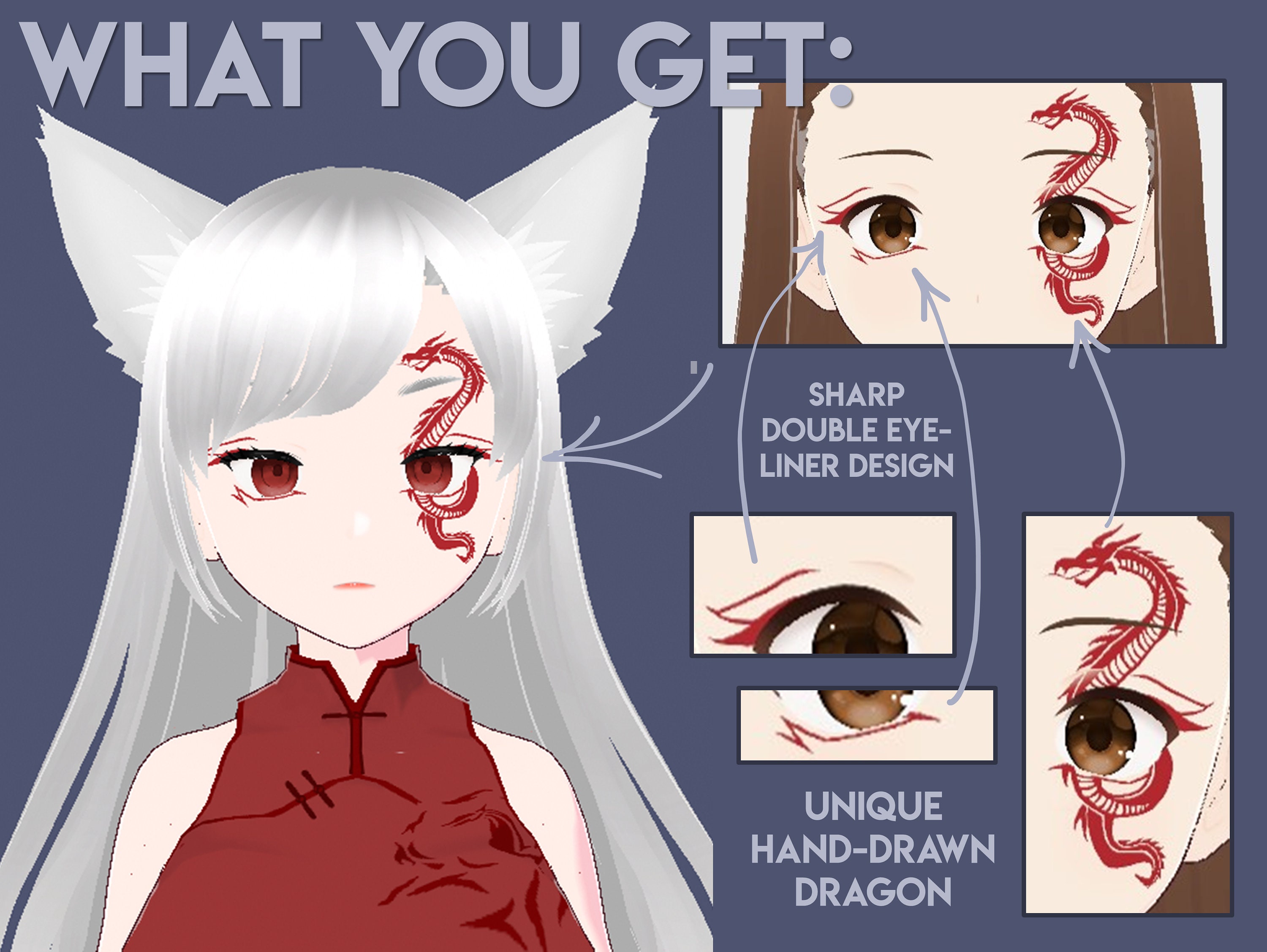 VTuber Asian Dragon Makeup in 8 Farben— VROID (1.4.2) Textur "FacePaint ...