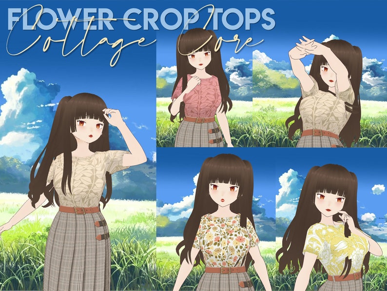Vtuber Clothing BUNDLE — 14 Casual "cottage Core" Crop Tops With Flower ...