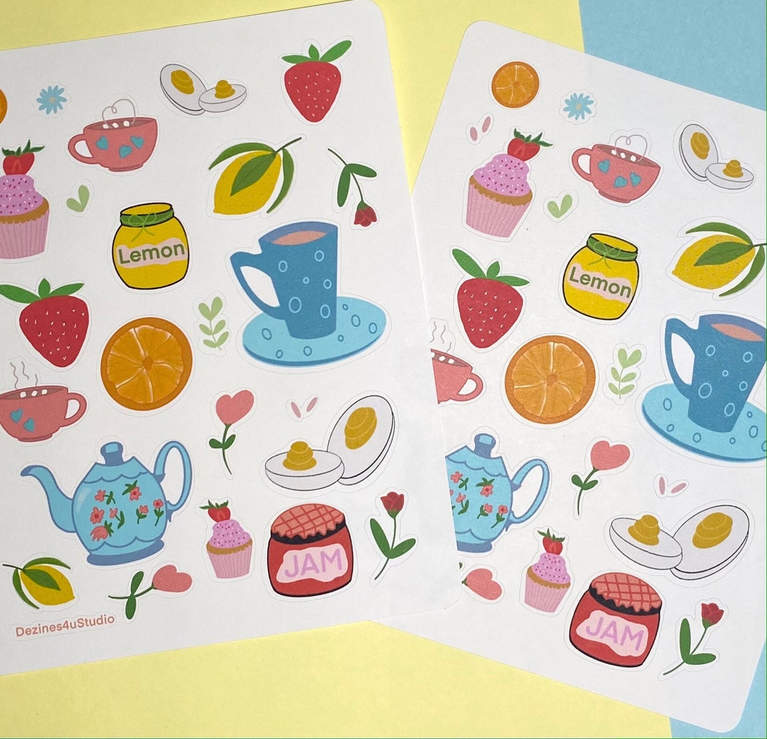 Breakfast Stickers Food Brunch Sticker Sheet tea Time Planner Journal ...