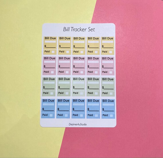 Bill Tracker Planner Stickers Bill Due Bill Paid Stickers - Etsy