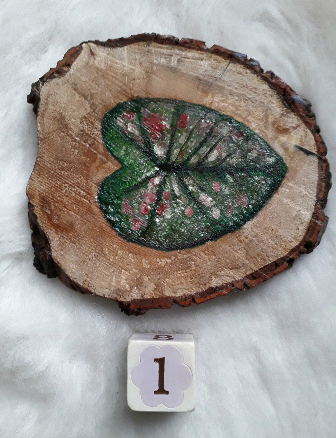 Hand Painted Begonia Leaves on Rustic Wood Slice. - Etsy