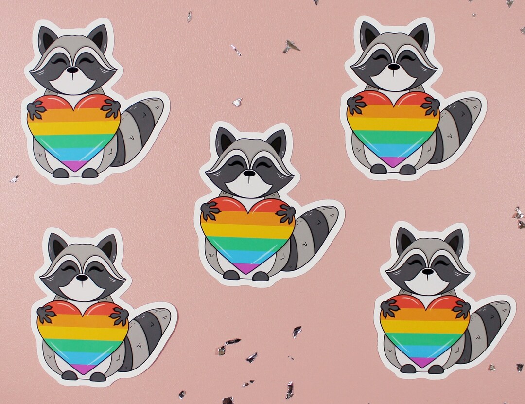 Pride Lgbtq Raccoon Sticker Cute Pride Month Sexuality Vinyl Waterproof ...