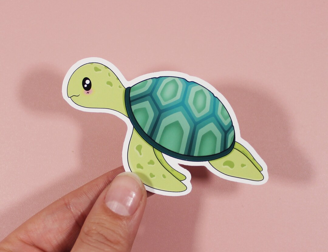 Cute Turtle Sticker | Sea Ocean Animal | Vinyl Waterproof Glossy ...