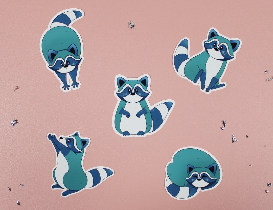 Ricky the Raccoon Sticker Pack | Cute Animal Raccoon | Vinyl Waterproof ...