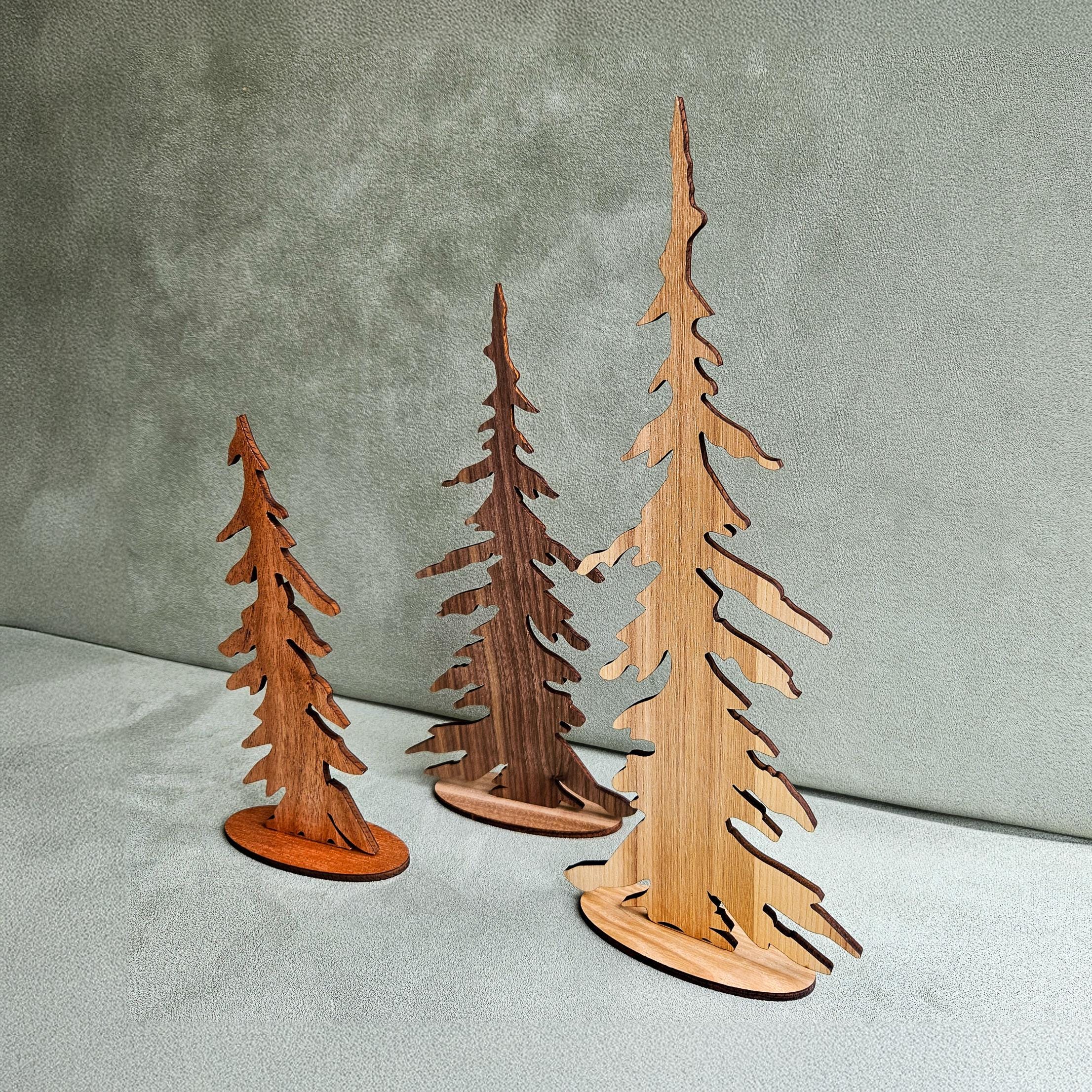 Rustic Wooden Tree Decor Set – Shelf Sitters for Mantel or Table ...