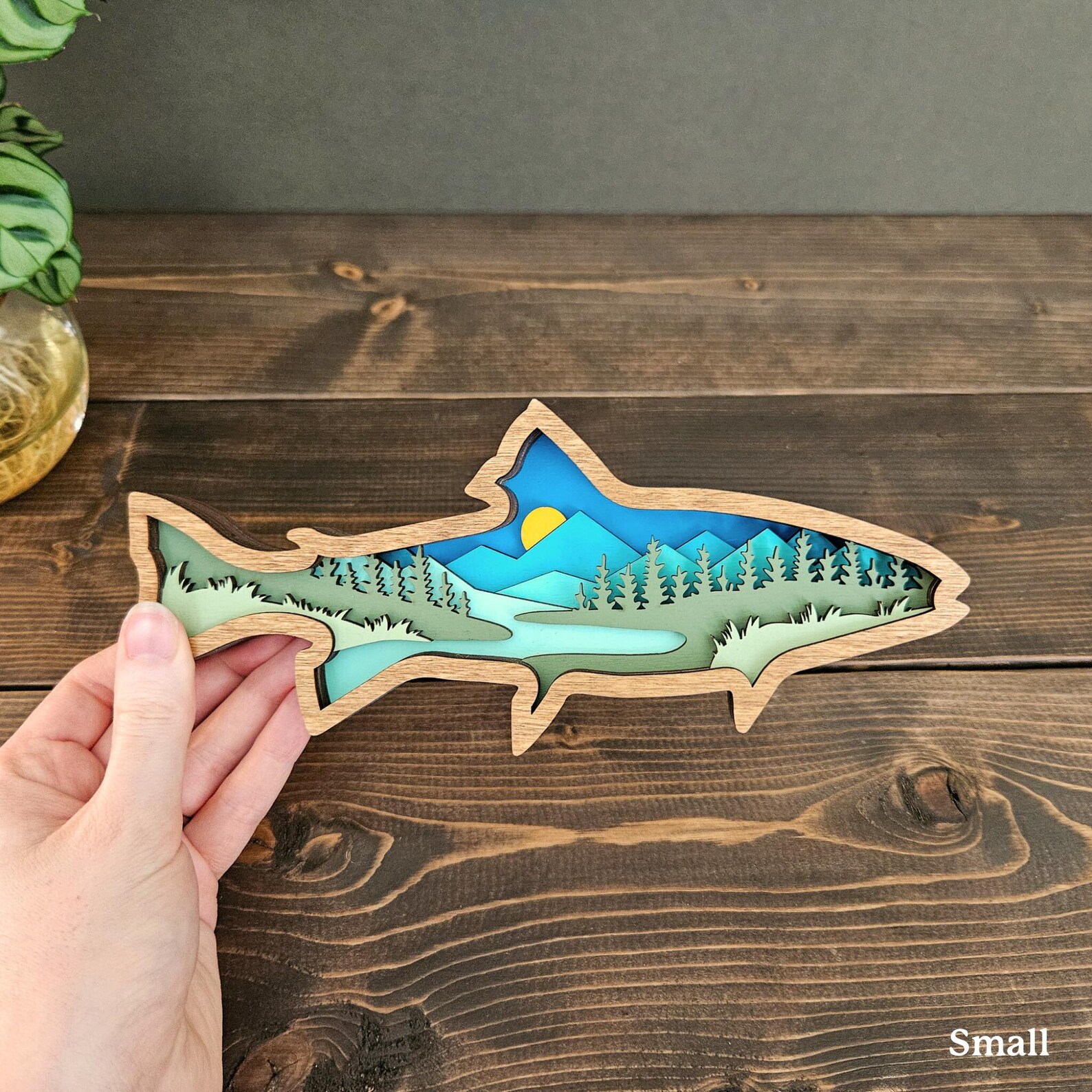 3D Layered Trout Fish Wall Art, Lake House Decor, Rustic Fishing Gift ...