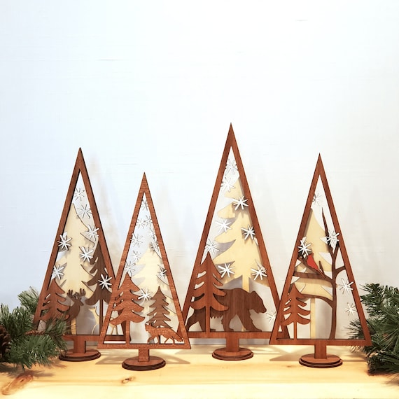 Wood Tree Tree Shelf Sitters Christmas Decor Mantle Art - Etsy