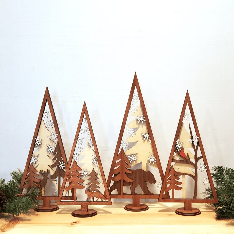 Wood Tree Tree Shelf Sitters Christmas Decor Mantle Art - Etsy