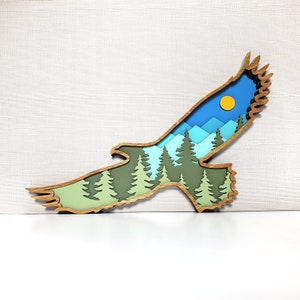 Layered Wolf Art, 3D Wall Art, Mountains and Trees, Outdoor Lover Gift ...