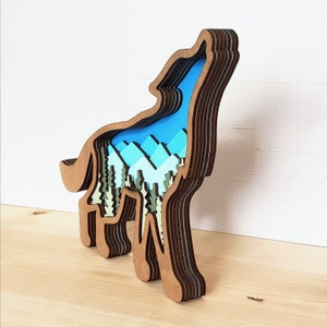 Layered Wolf Art 3D Wall Art Mountains and Trees Outdoor - Etsy