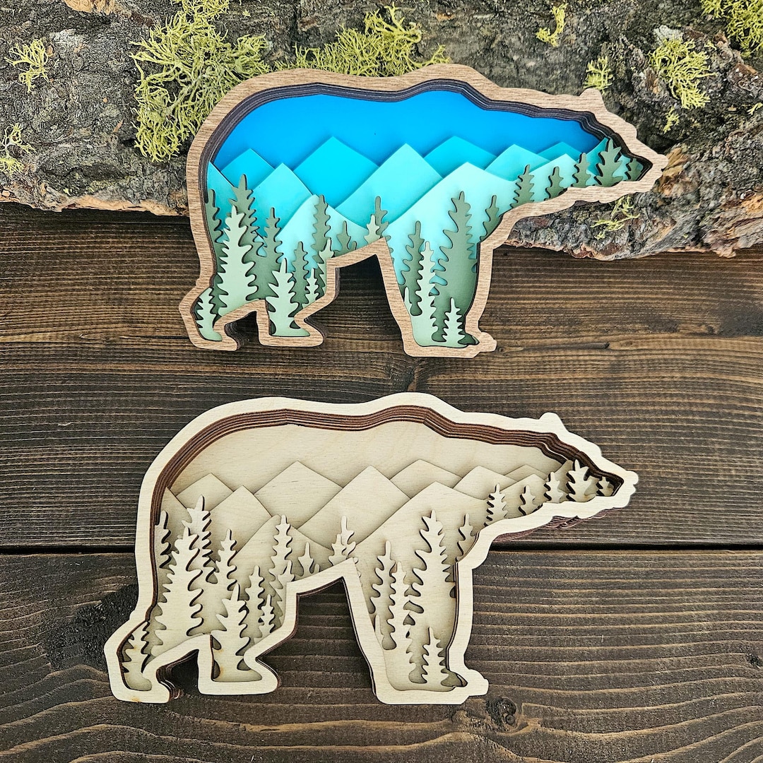 Craft Kit – DIY Bear Craft for Adults & Kids, Layered Wood Animal Art ...